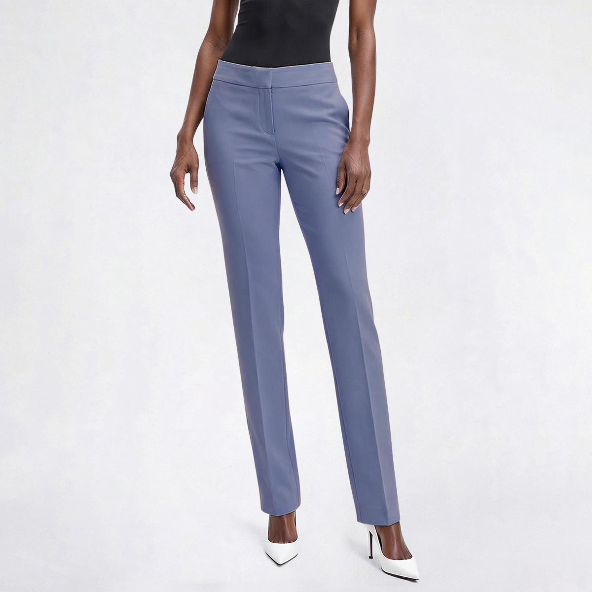 Kasper Womens Ava High-Rise Straight Leg Pant - Paris Blue